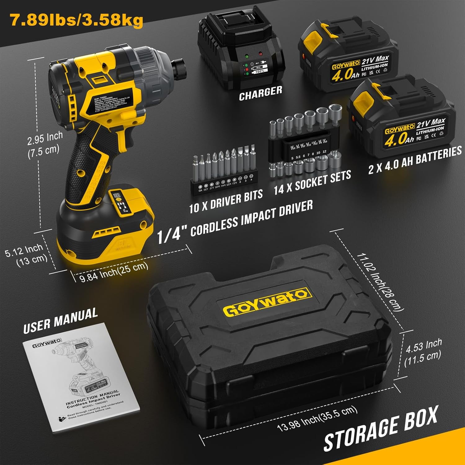 Cordless Impact Driver 2655In-lbs(300N·m) - 21V 1/4" Hex Chuck ...