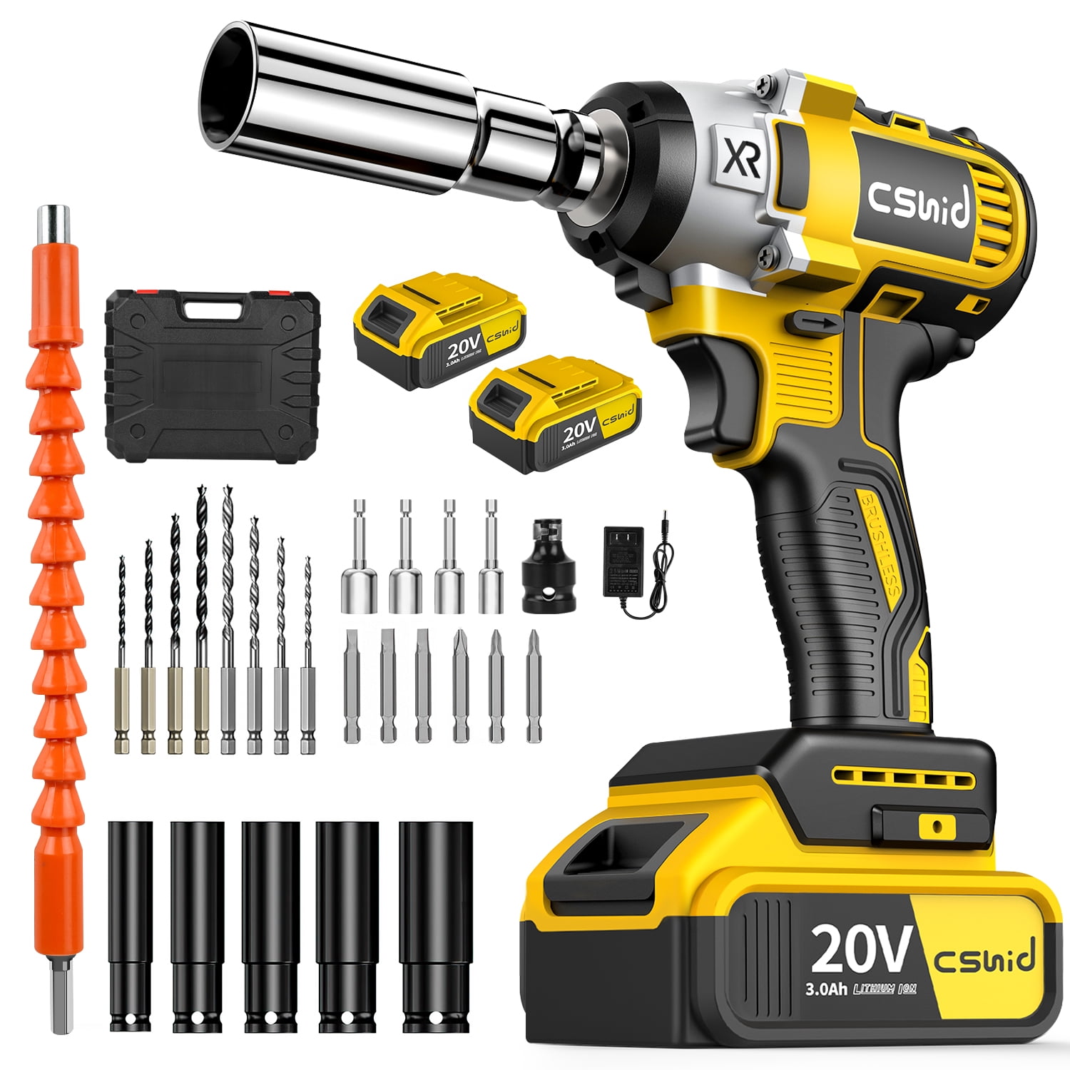 "20V Cordless Impact Wrench, 1/2"", Brushless Motor, 280 ft-lbs Torque ...