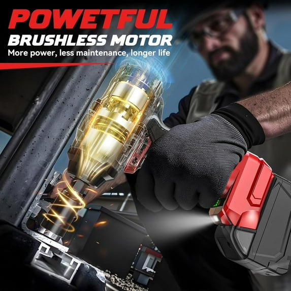 Cordless Impact Wrench 1/2” Compatible with Milwaukee 18v Battery(Bare ...