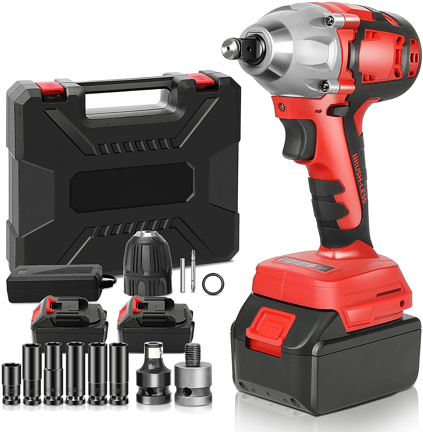 Cordless Impact Wrench 1/2 Inch Brushless High Torque Wrenches 210 ft ...
