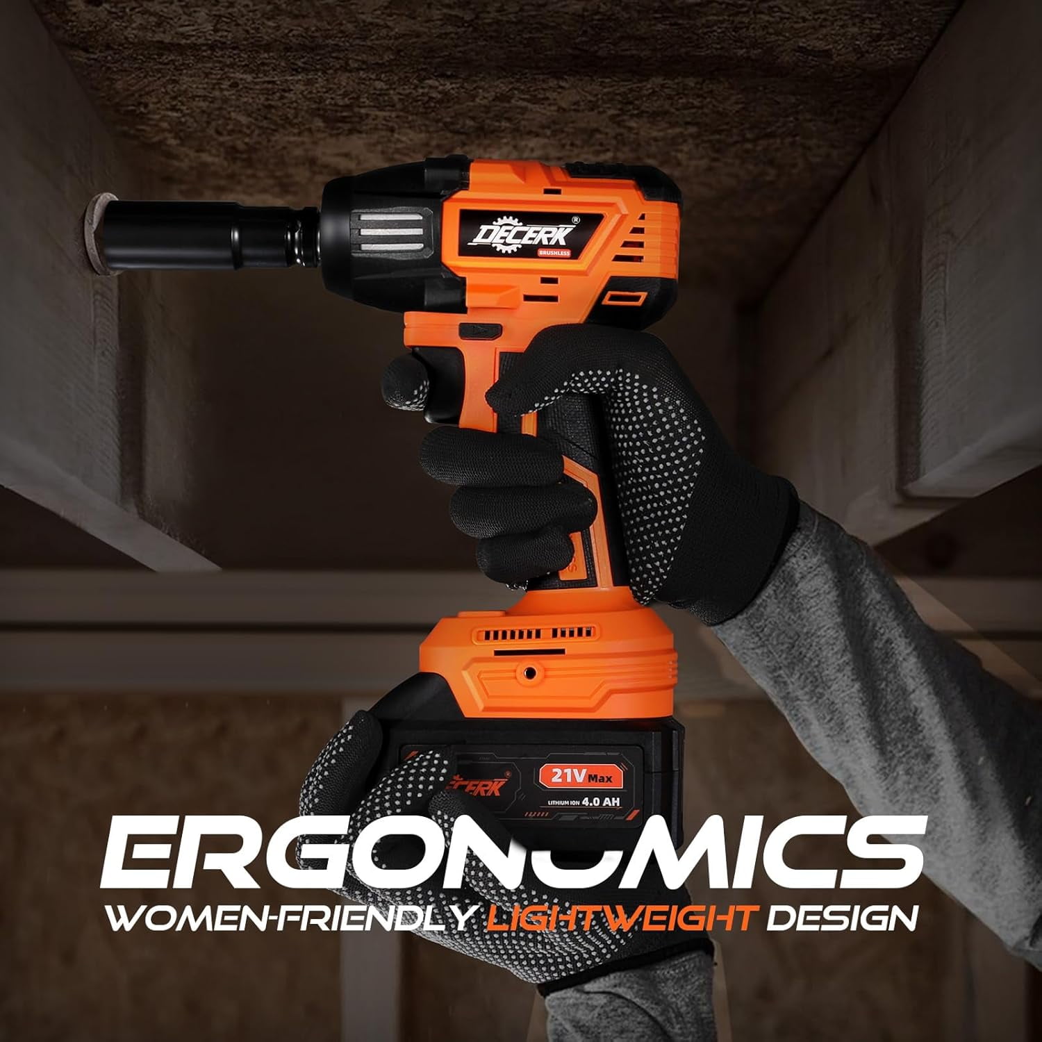 Cordless Impact Wrench 1/2 Inch, [Brushless] [REAL 400N.m] [2350 RPM ...