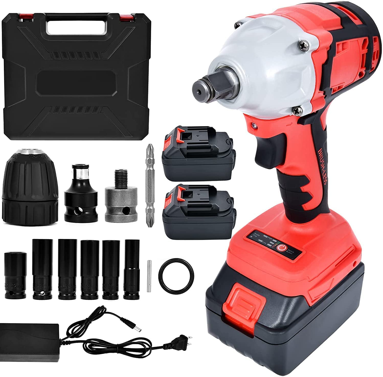 Cordless Impact Wrench 1/2 Inch Electric High Torque Gun 280Nm Right ...