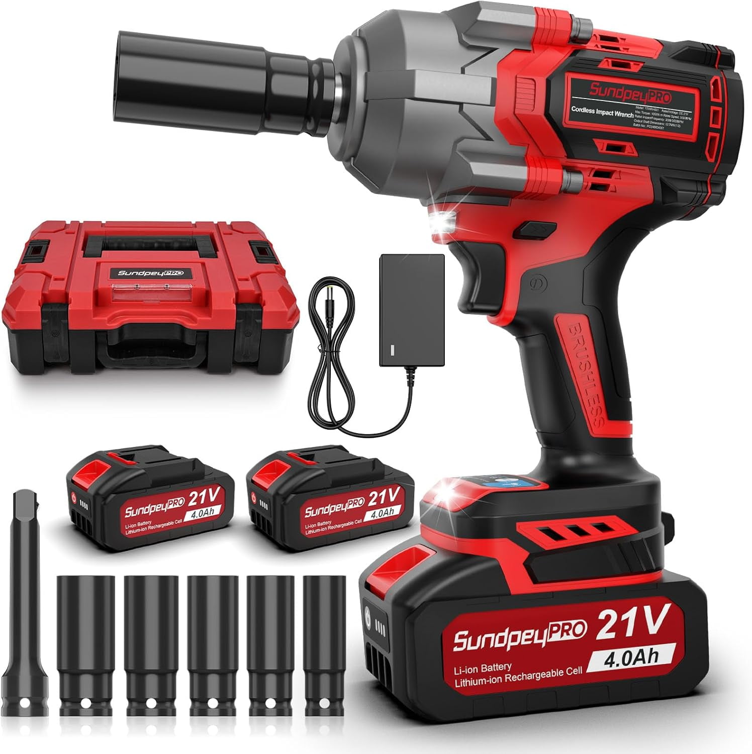 Cordless Impact Wrench 750Ft-lbs(1000N·m) - 21V 1/2" Brushless Electric ...
