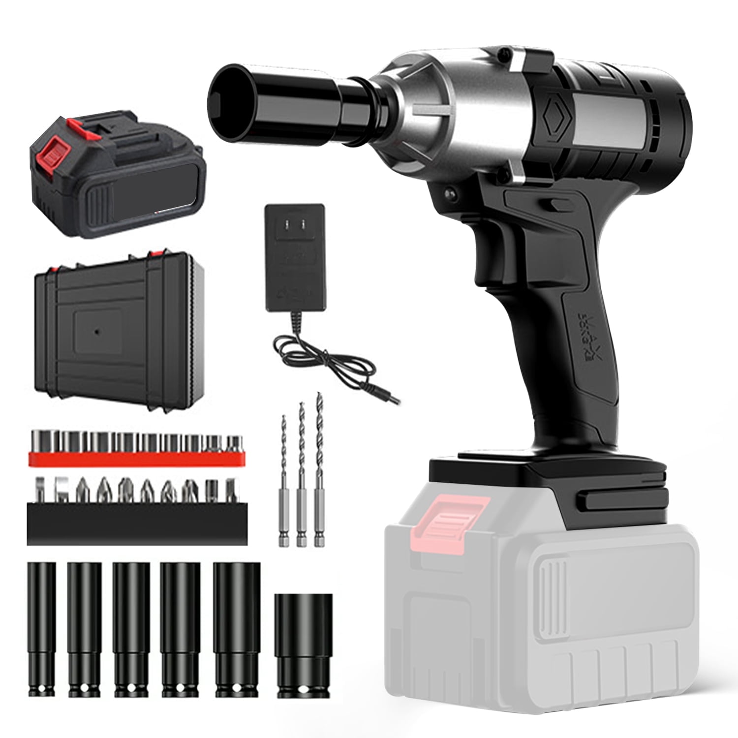 HDJ 48V Cordless Impact Wrench, 1/2 Inch, 12000 RPM, 236 ft-lbs Torque ...