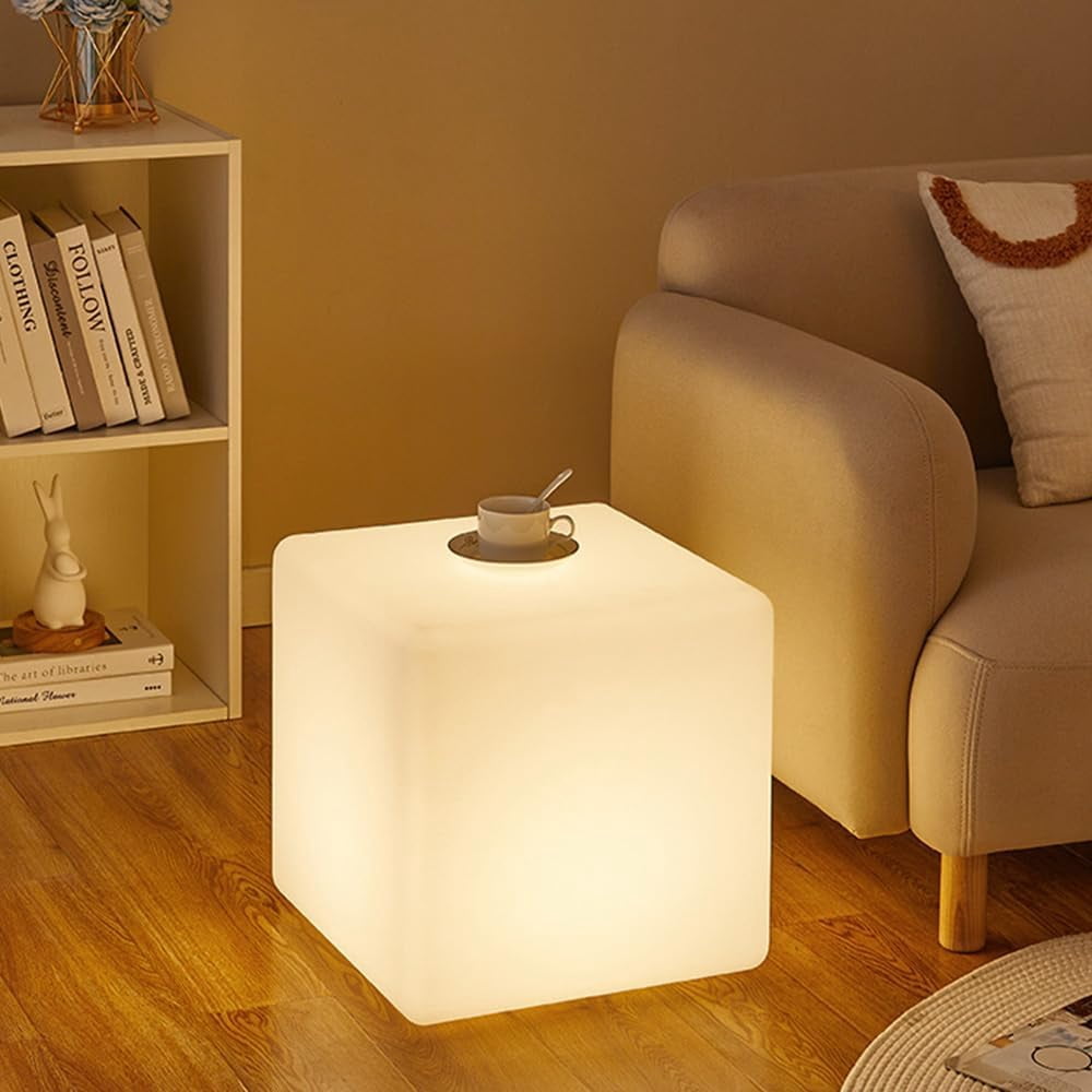 Cordless LED Cylinder Stool Rechargeable Dimmable Color Changing ...