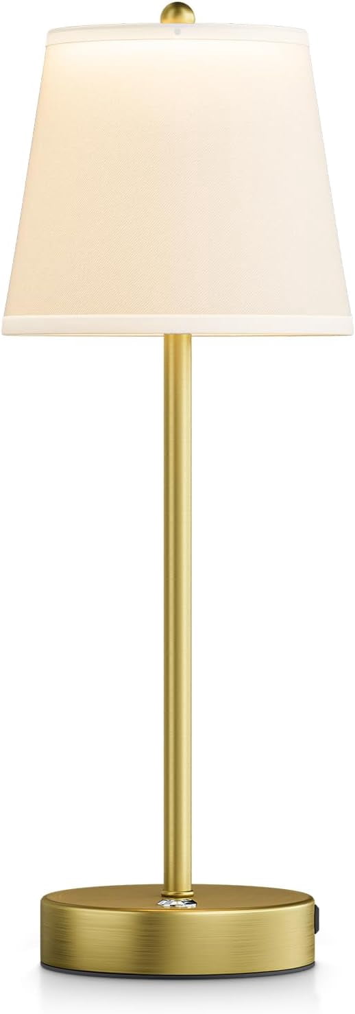 Cordless LED Gold Table Lamp, 6000mAh Battery Operated Table Lamp ...