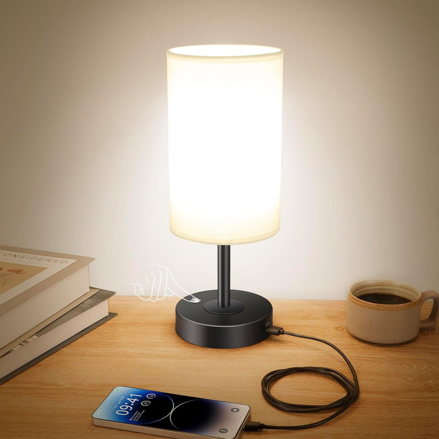 Cordless LED Table Lamp with Dimmer,Built-in Rechargeable Battery ...