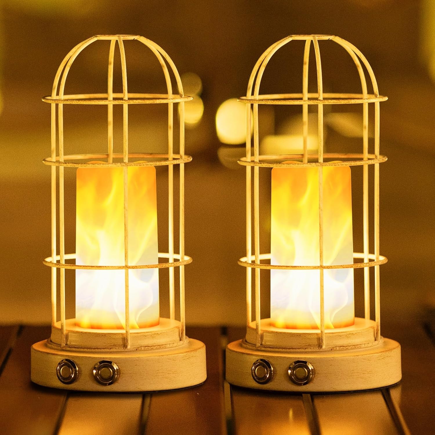 Cordless LED Table Lamp Set of 2, 5000mAh Battery Powered Small Desk ...