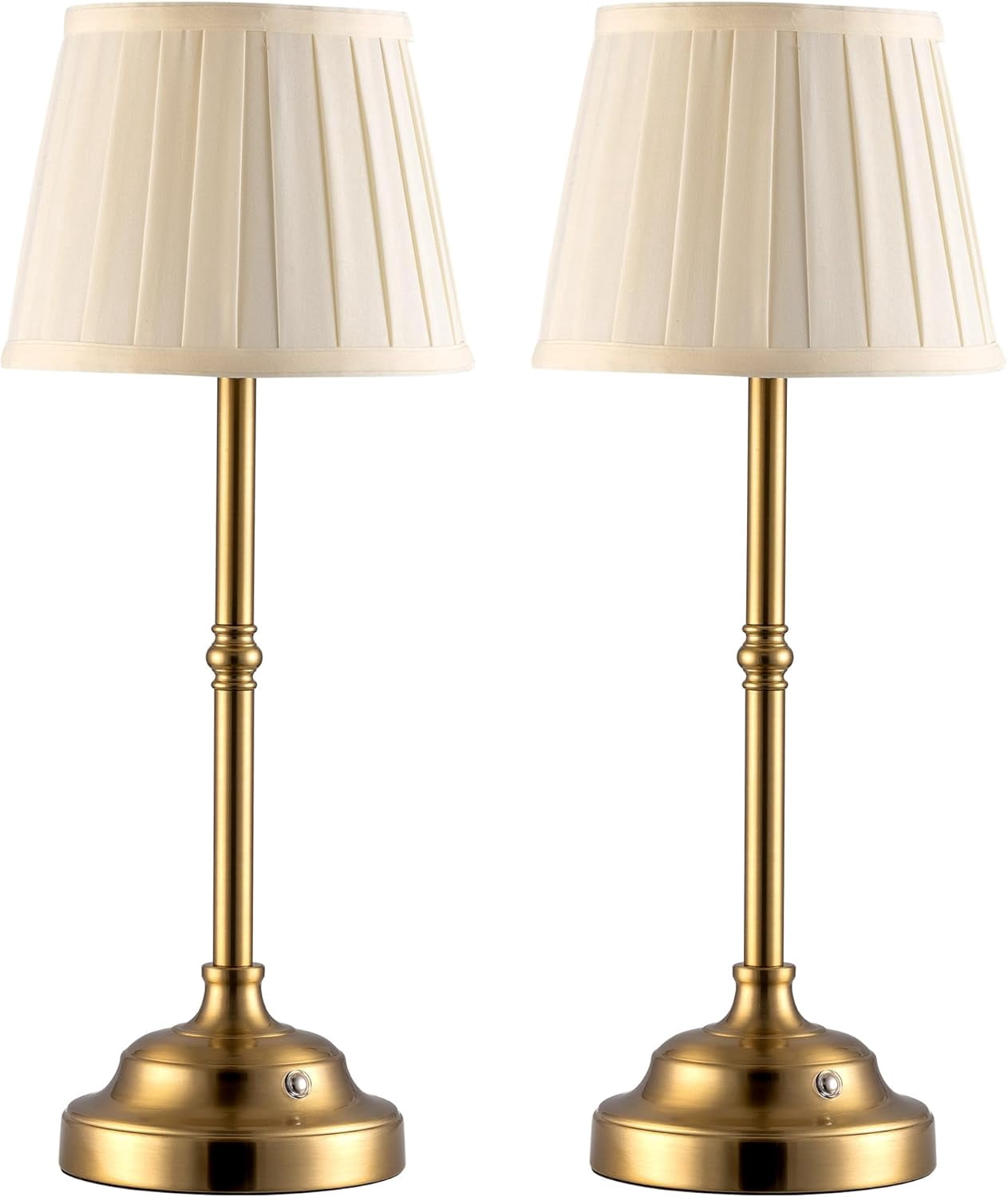 Cordless LED Table Lamp Set of 2, Portables Fabric Shade Desk Lamps ...
