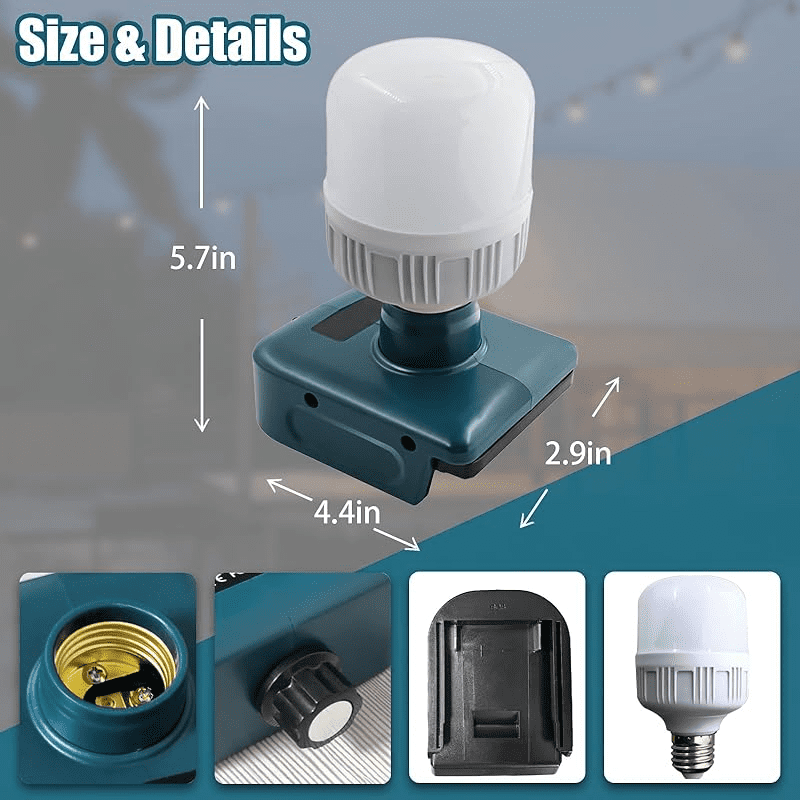 Cordless LED Work Light for Bosch with E27 LED Bulb, 12W 1300LM ...