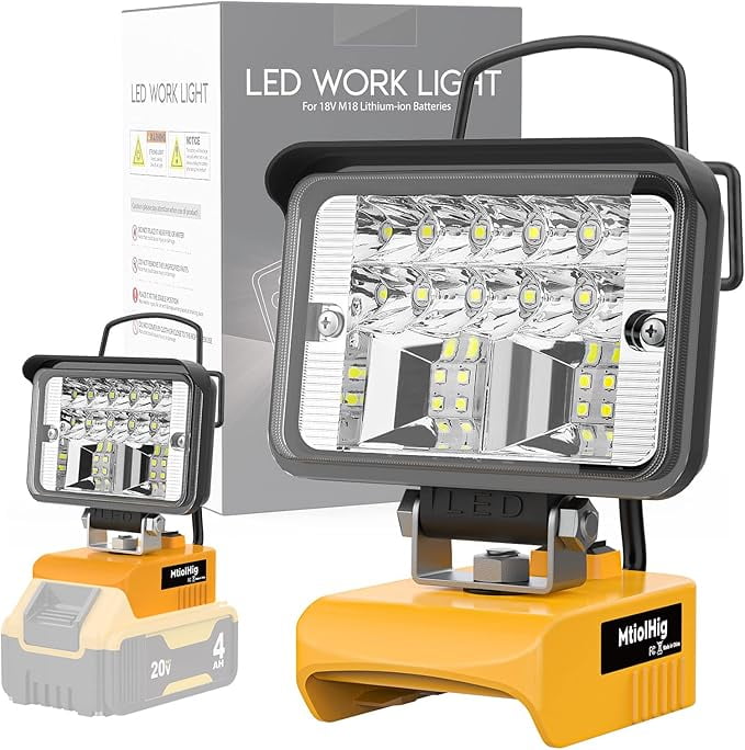 Cordless LED Work Light for Dewalt 18v/20v Battery, 20w 2000lumens ...