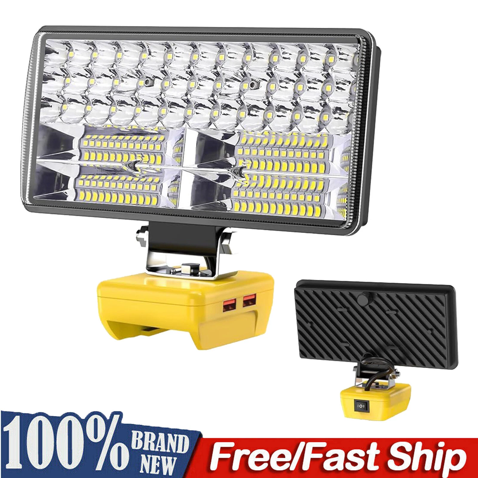 Cordless LED Work Light For DeWalt 20V Battery Floodlight Spotlight ...