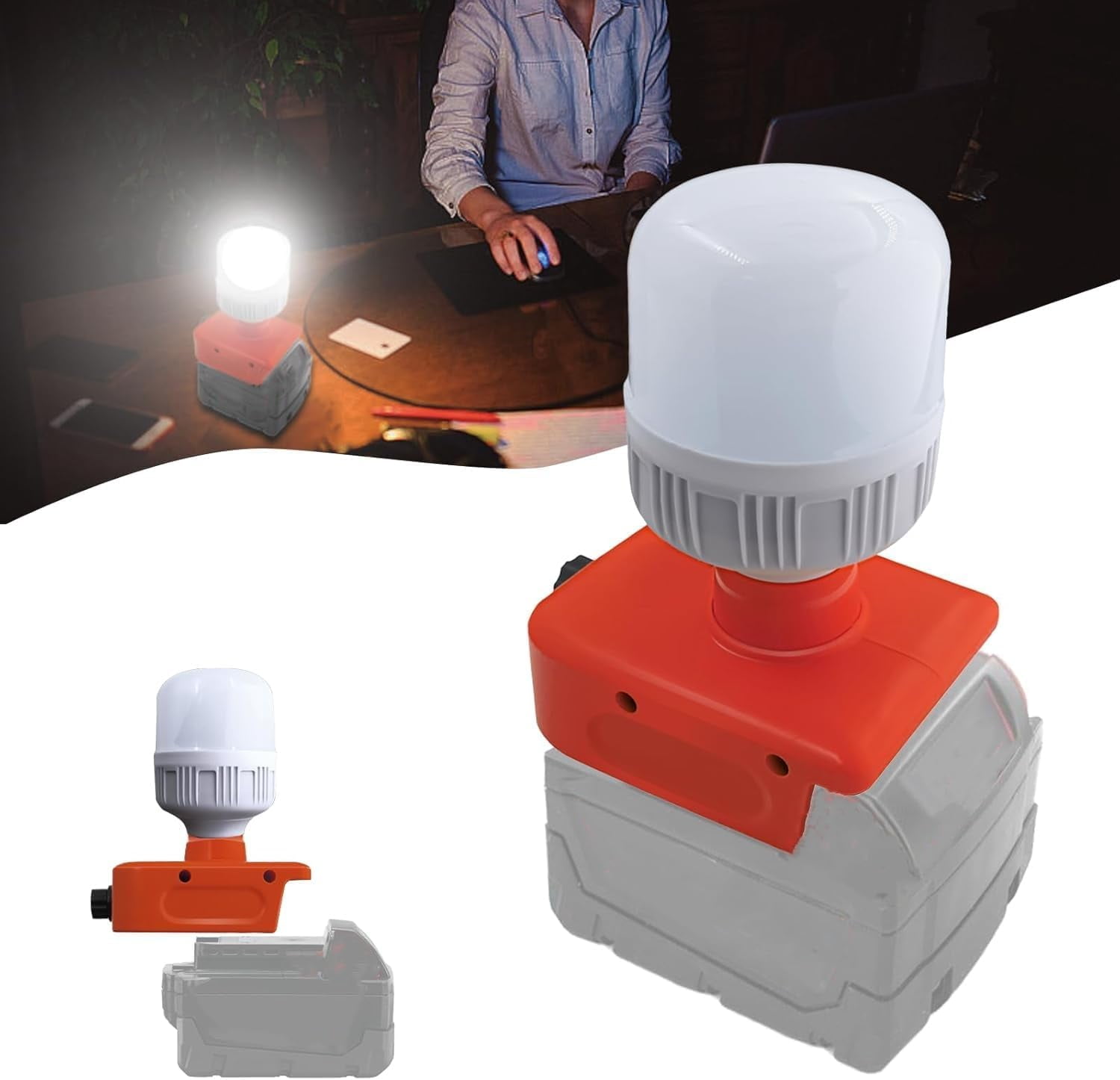 Cordless LED Work Light for Milwaukee with E27 LED Bulb, 12W 1300LM ...