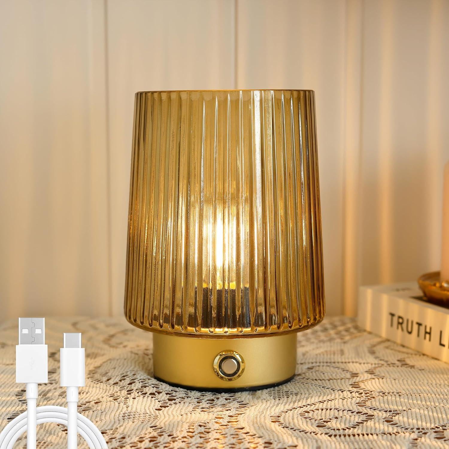 Cordless Lamp Rechargeable Battery Operated lamp, Glass Small Table ...