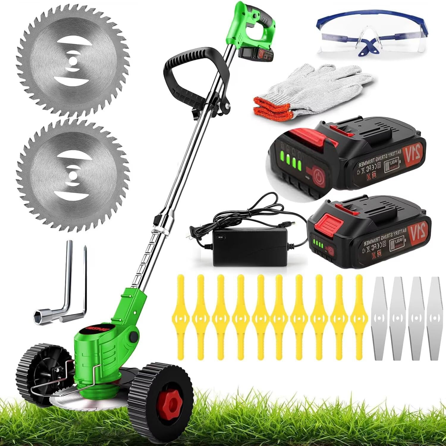 Cordless Lawn Trimmer Weed Wacker - 21V Grass Trimmer Weed Cutter with ...