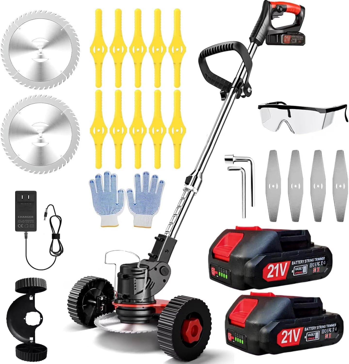 Cordless Lawn Trimmer Weed Wacker - 21V Grass Trimmer Weed Cutter with ...