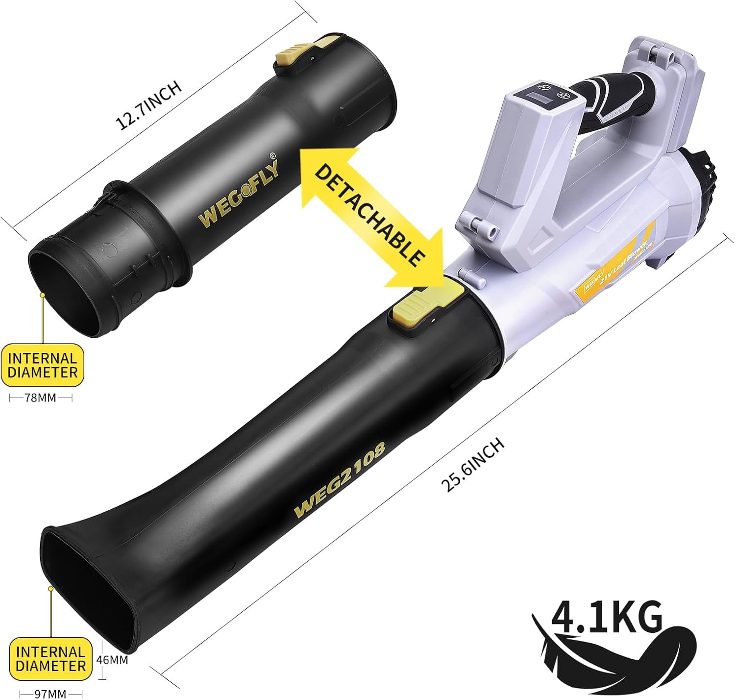 Cordless Leaf Blower, 2 x 21V 4.0Ah Battery and Charger, 580CFM ...