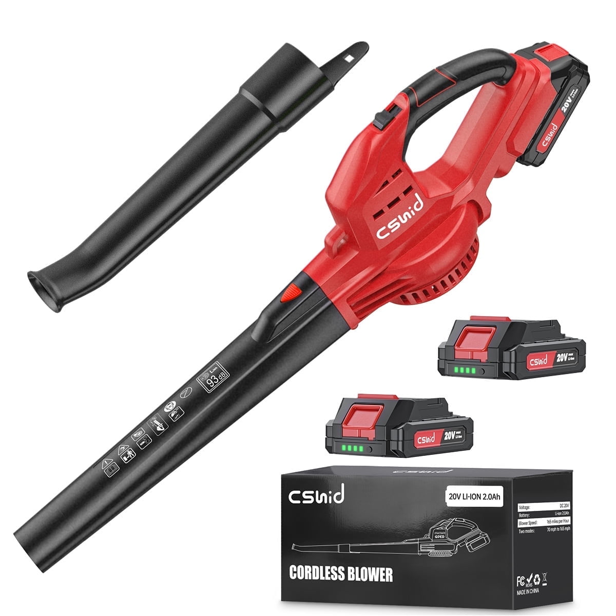 Cordless Leaf Blower, 20V Handheld Electric Leaf Blowers with 2 x ...