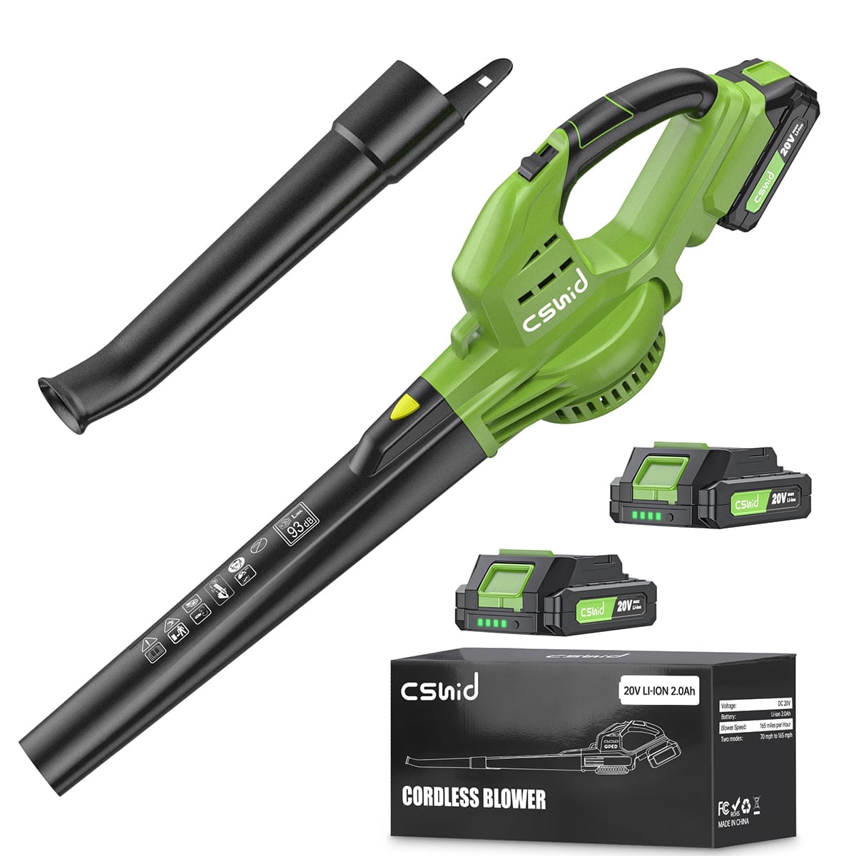 Cordless Leaf Blower 20V Handheld Electric Leaf Blowers with 2 x Battery Charger 2 Speed Mode 320CFM 165MPH Lightweight Battery Powered Leaf Blowers for Leaf Snow Dust Blowing Walmart Business Supplie...
