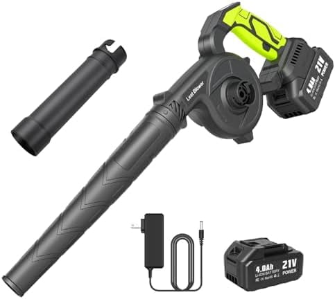Cordless Leaf Blower 21V 2X4.0Ah Battery, Jobsite Air Blower with ...