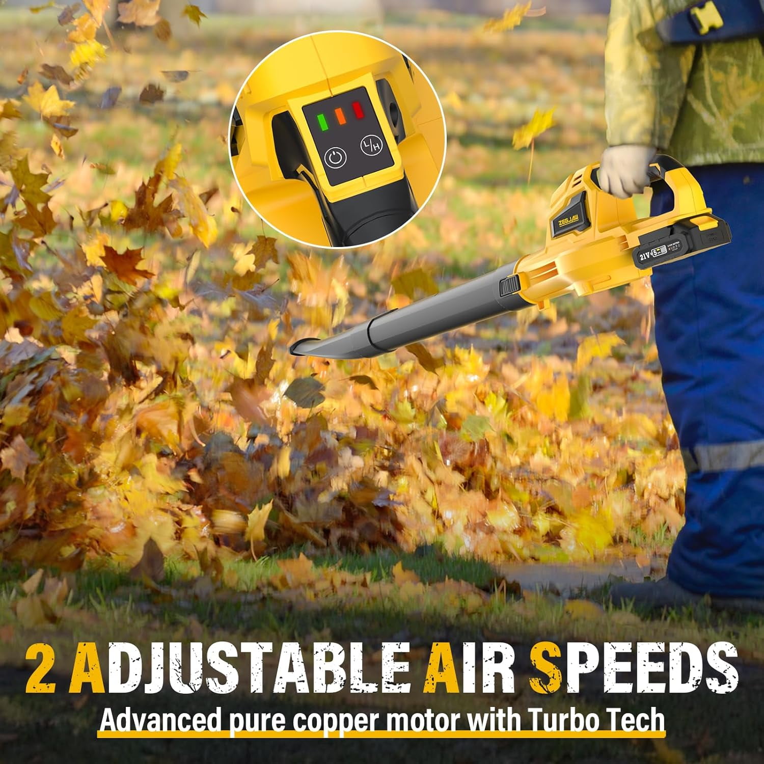 Cordless Leaf Blower, 21V Leaf Blowers Cordless with Battery and ...