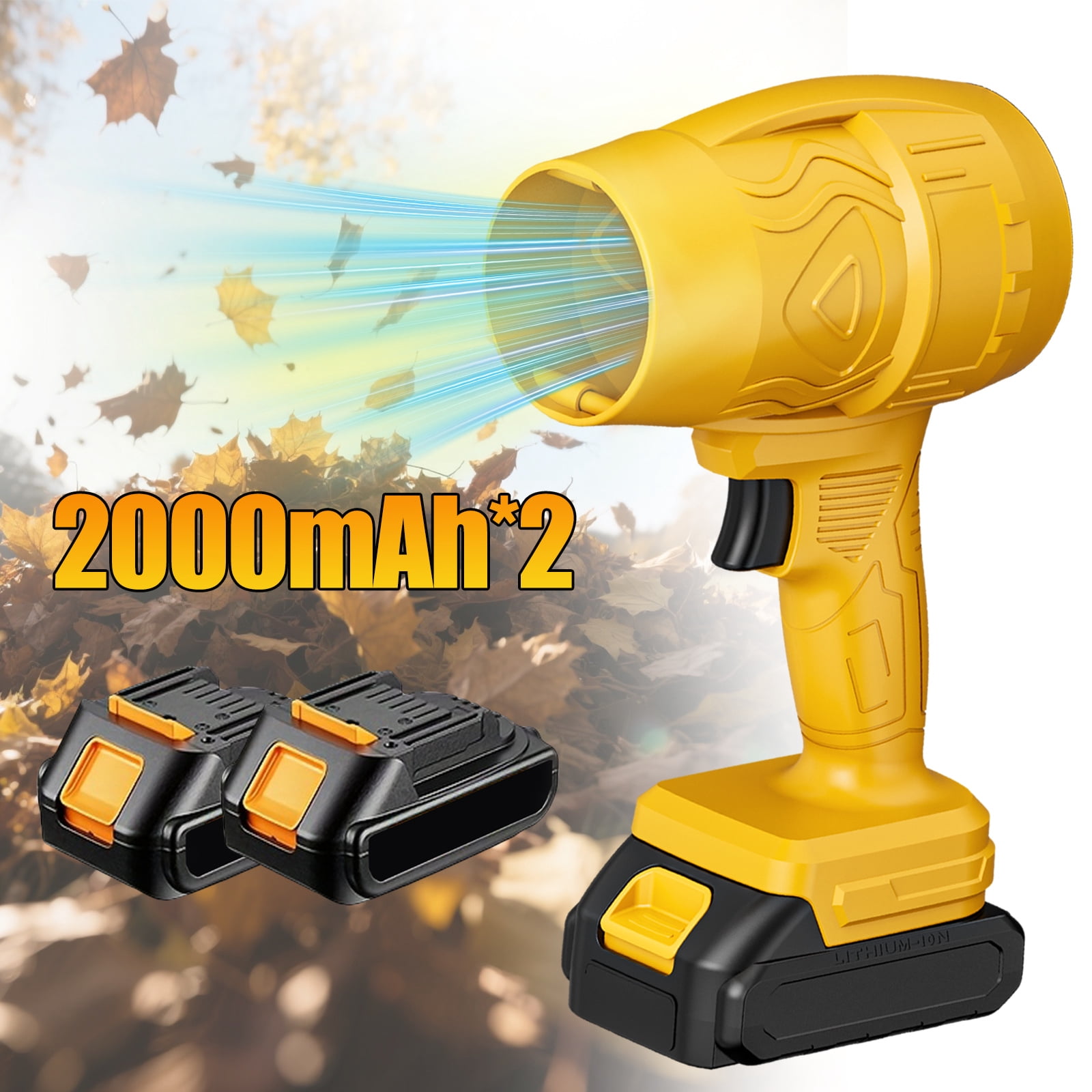 Cordless Leaf Blower 32,000 RPM - 20V Electric Leaf Blower with 2x2.0Ah ...