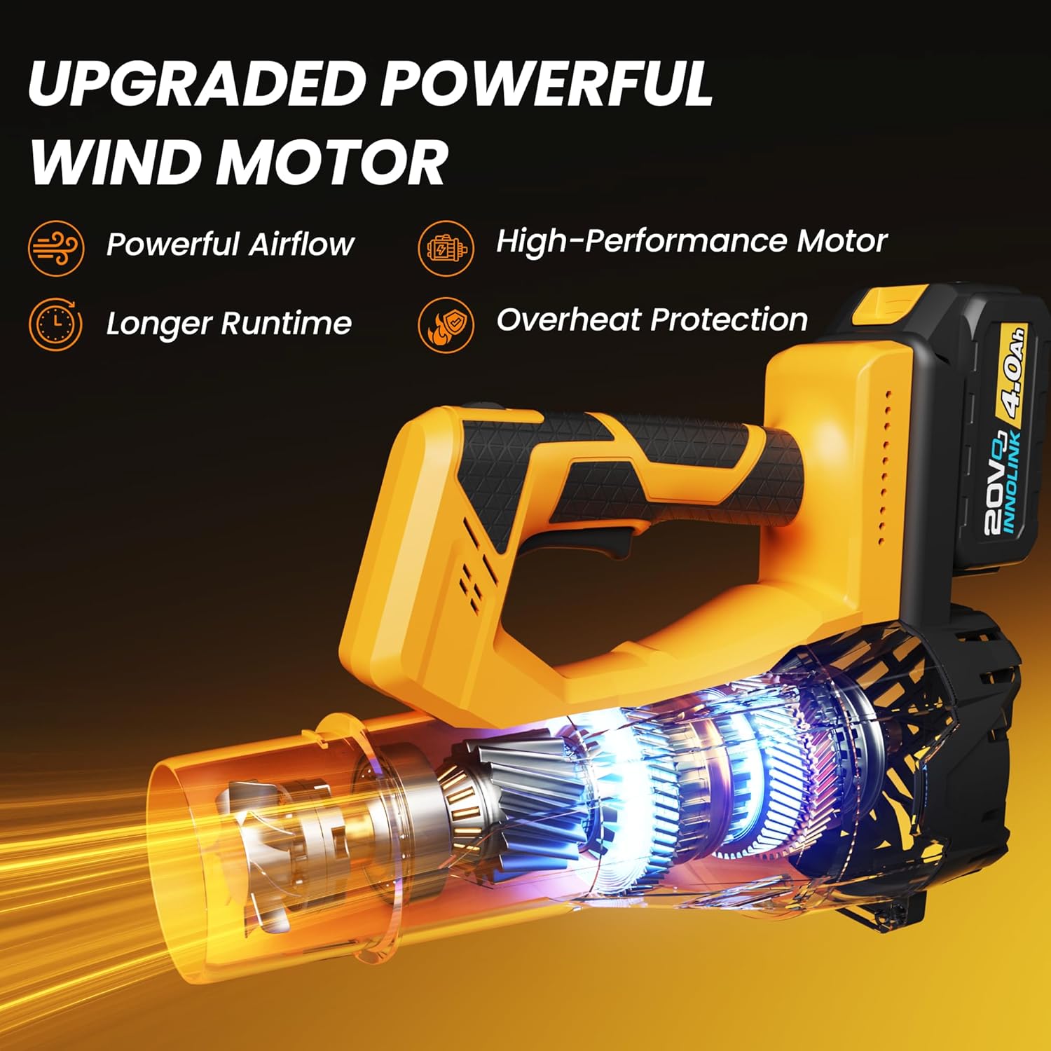 Cordless Leaf Blower with 4.0Ah Battery and Charger, Powerful Electric ...