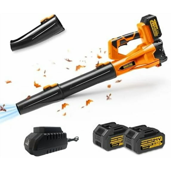 Cordless Leaf Blower, 450CFM/125MPH Six-Speed Adjustment, 2 * 4.5Ah 21V ...
