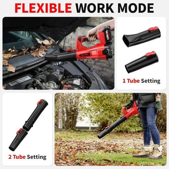 Cordless Leaf Blower, 6 Speed Modes, 500 CFM/150 MPH Leaf Blower Cordless with 3 Tubes & 2x4.0Ah ...