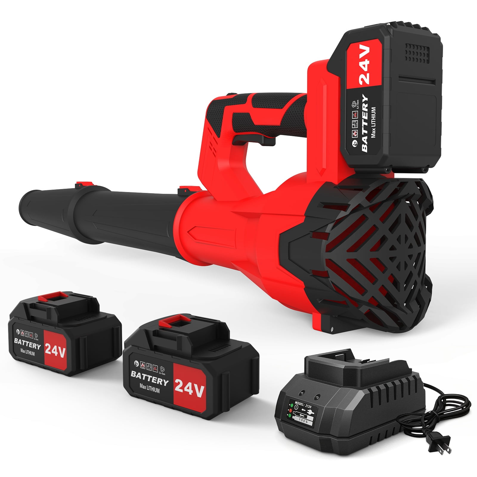 Cordless Leaf Blower, 680CFM/200MPH Electric Leaf Blower with 2 X 6.0Ah ...