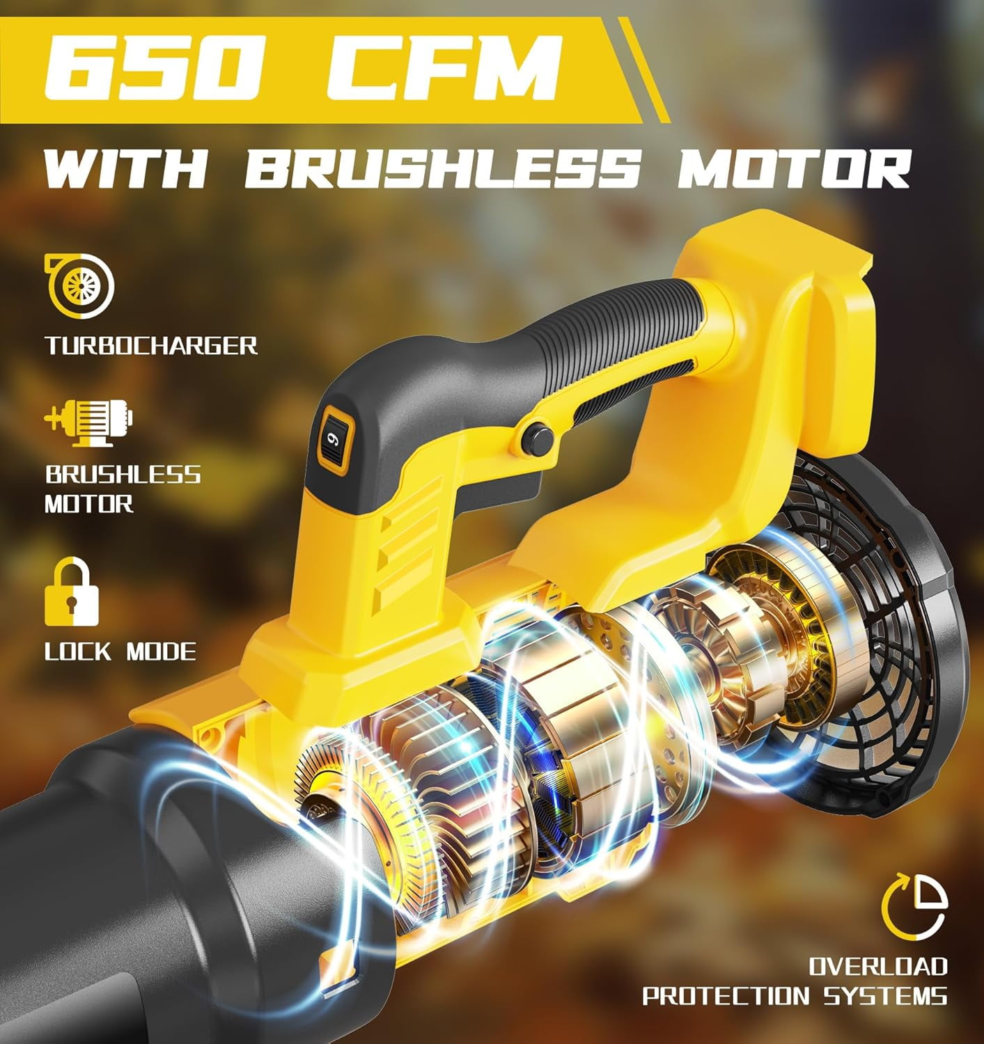Cordless Leaf Blower Fit for Dewalt, 650 CFM Electric Handheld Leaf ...