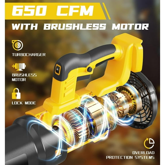 Cordless Leaf Blower Fit for Dewalt, 650 CFM Electric Handheld Leaf ...
