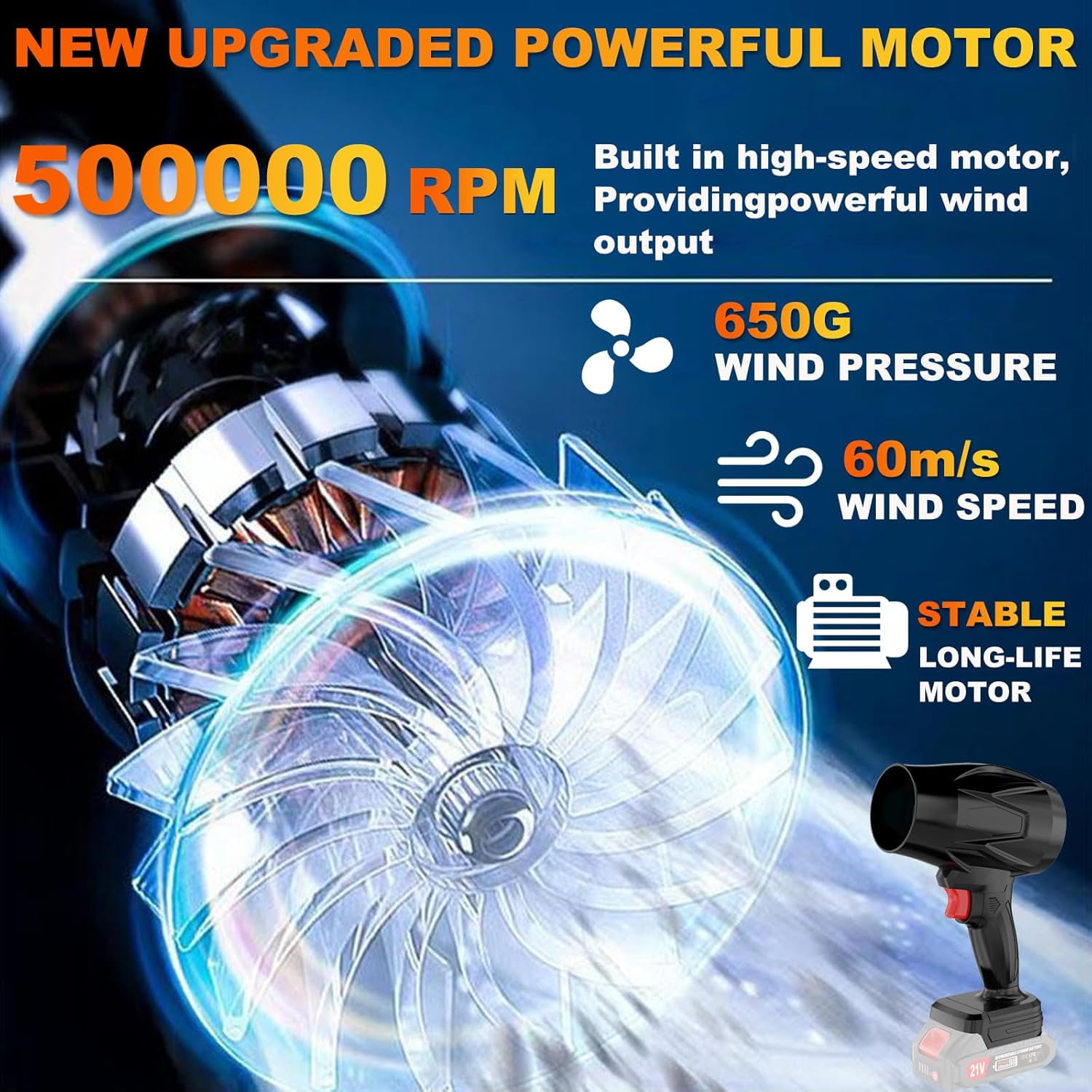 Cordless Leaf Blower Portable Dust Cleaner Handheld 500000RPM ...