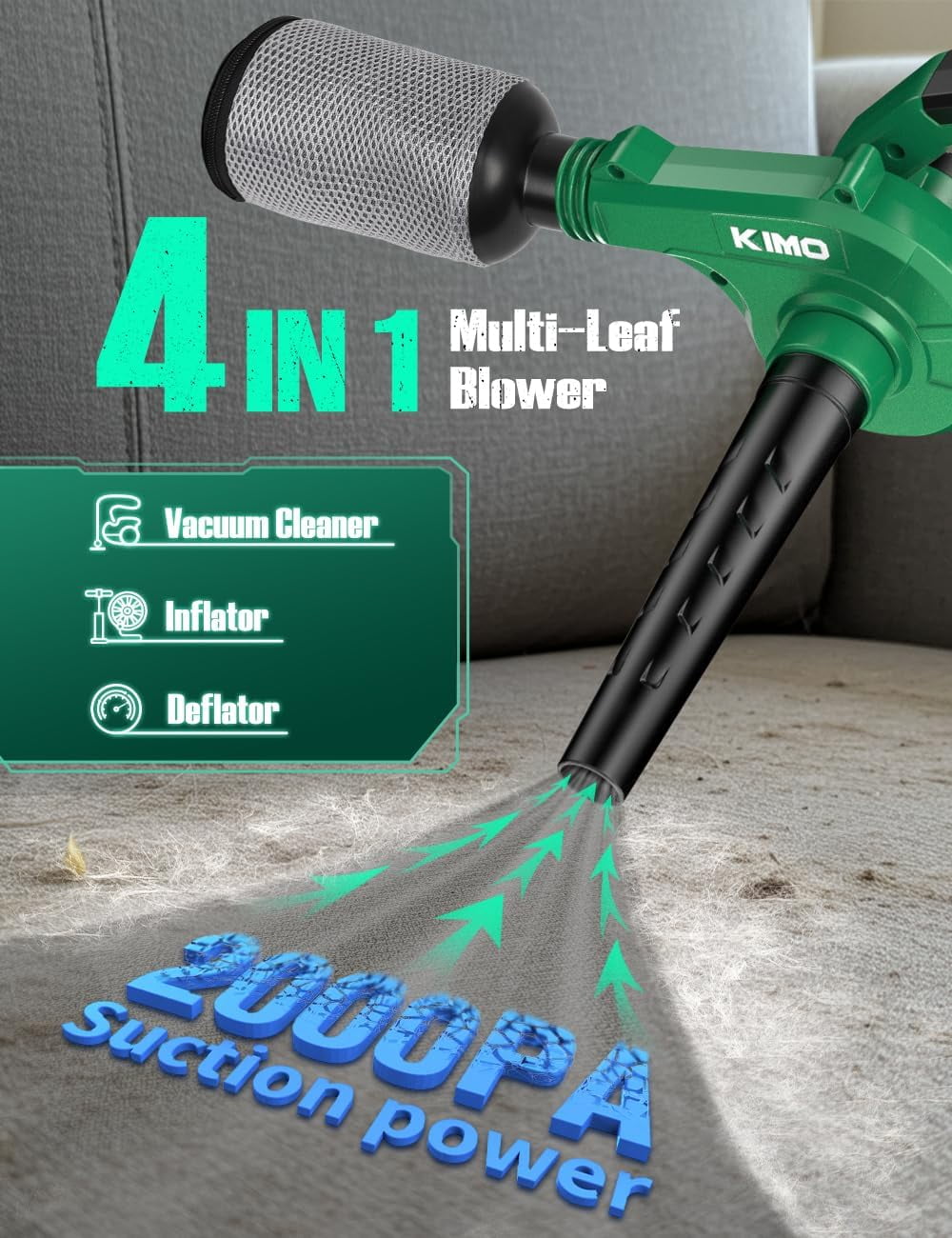 Cordless Leaf Blower and Vacuum Combo 4 In 1, 20" Extended Tube, 3 ...