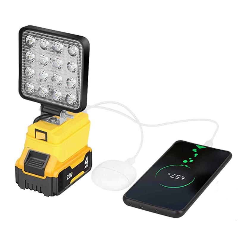 Cordless Led Work Light For De walt 20V Battery, Portable Flood Light ...