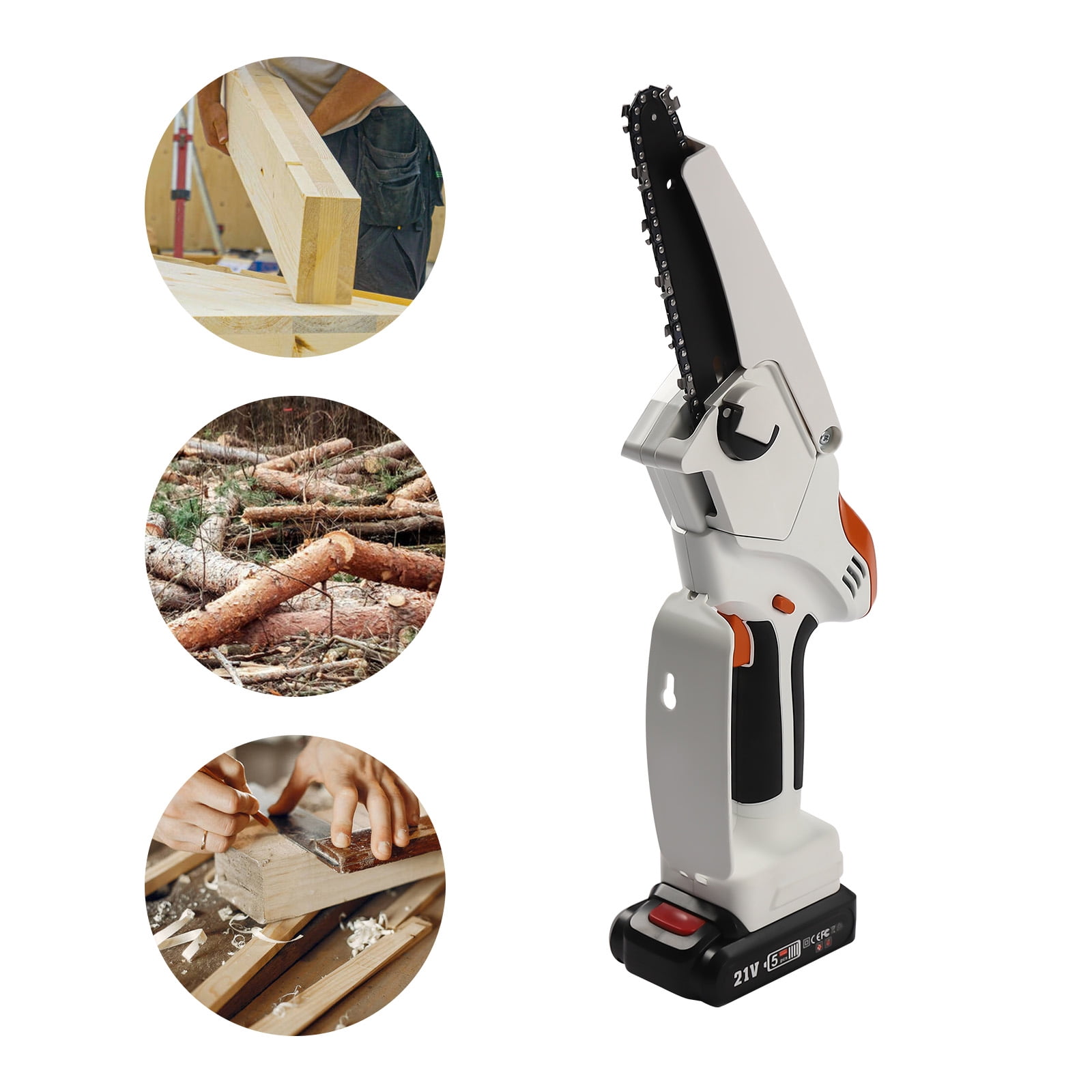 Cordless Lithium Battery Chainsaw with 8" High-Strength Chain, 6000rpm ...