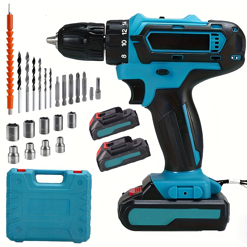 Cordless Lithium Impact Drill And Driver Power Tool Set with 2 ...
