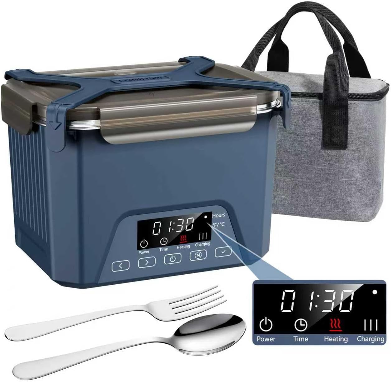 Cordless Lunch Box, 1.2L Self Heating Lunch Box with Automatic Heating ...