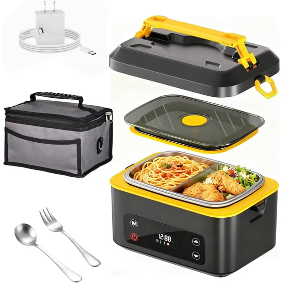 Cordless Lunch Box, 24000mAh 1.2L Portable Warmer with 5 Heating Modes ...
