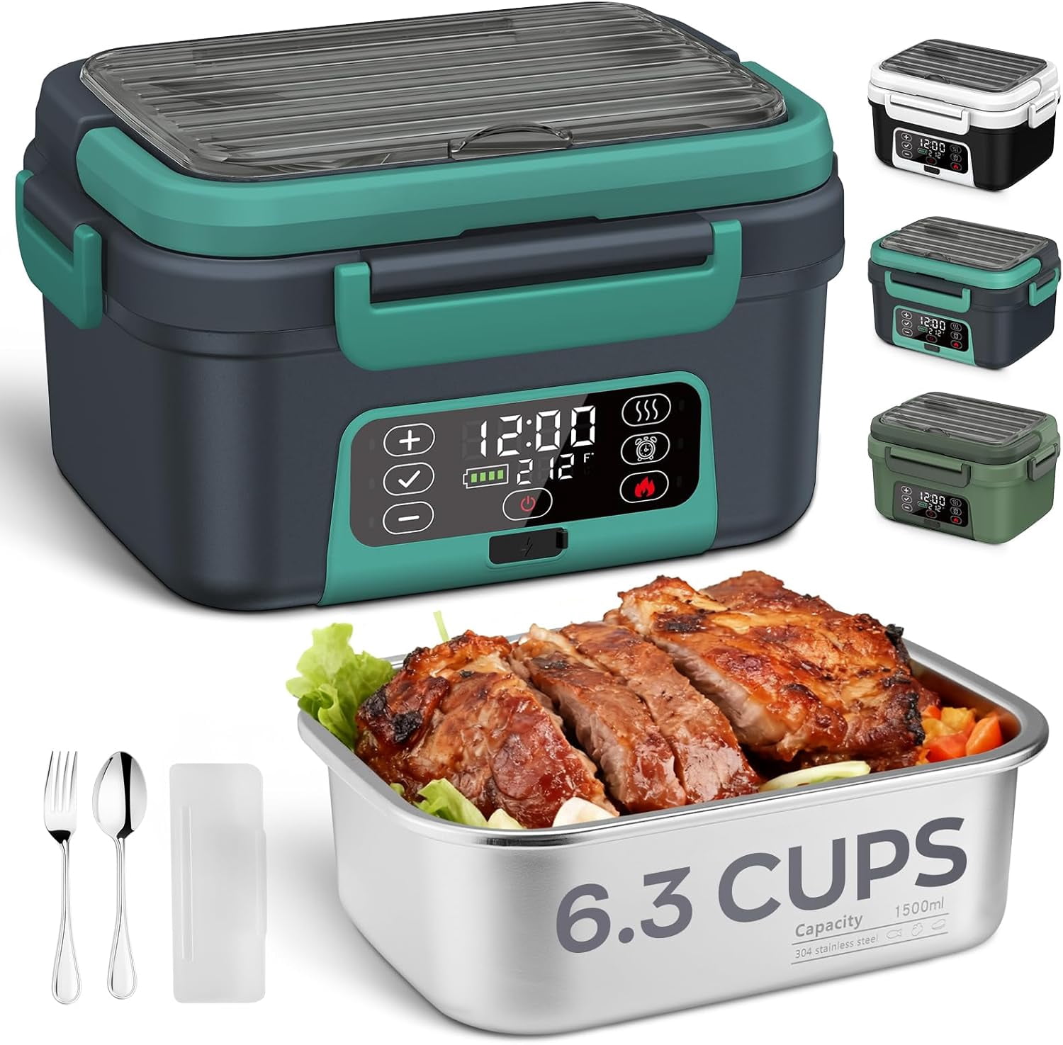 Cordless Lunch Box, 6.3 Cup 100W Heated Lunch Box with 20000mAH for ...