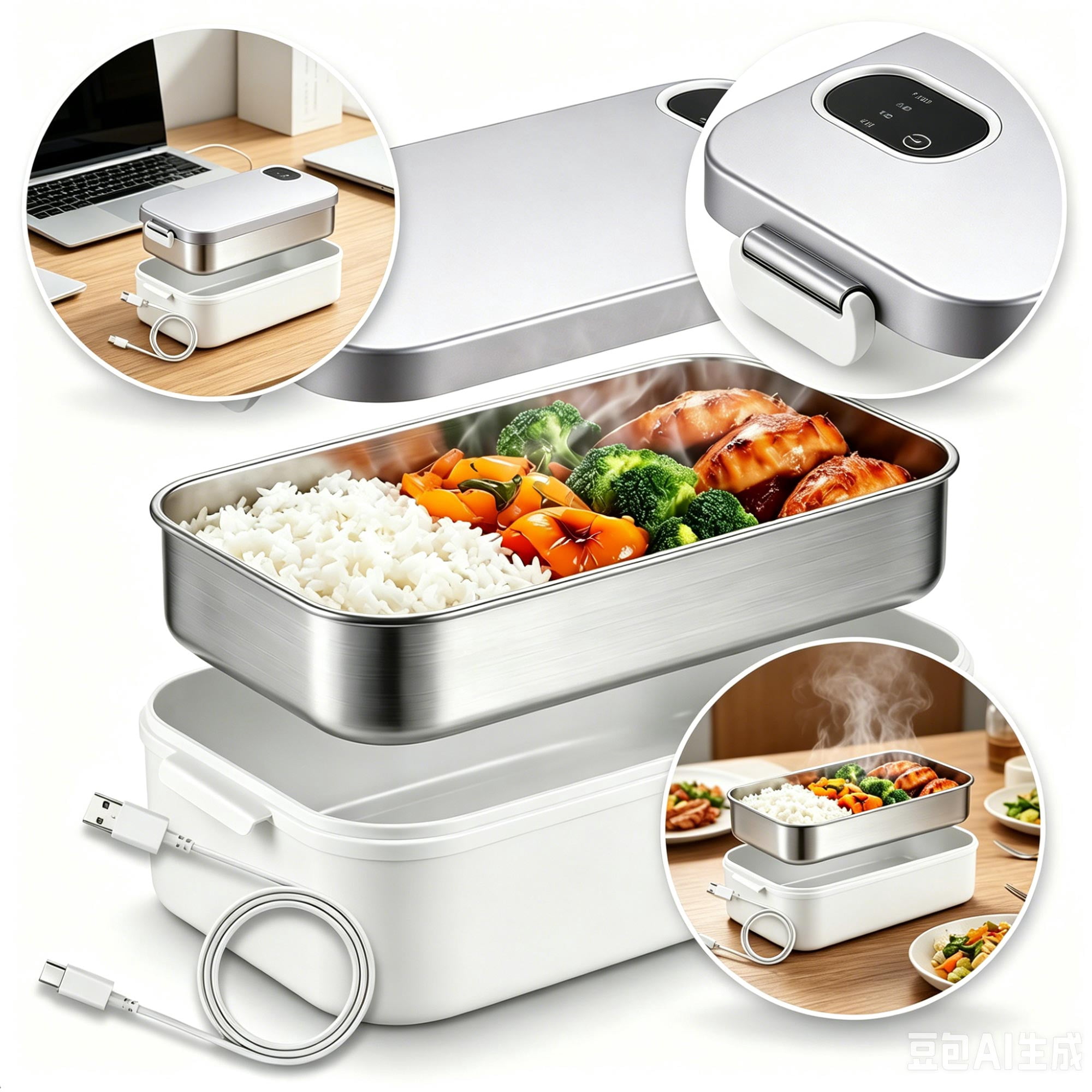 Cordless Lunch Box Food Heater,Leak-Proof Portable Meal Heater for ...