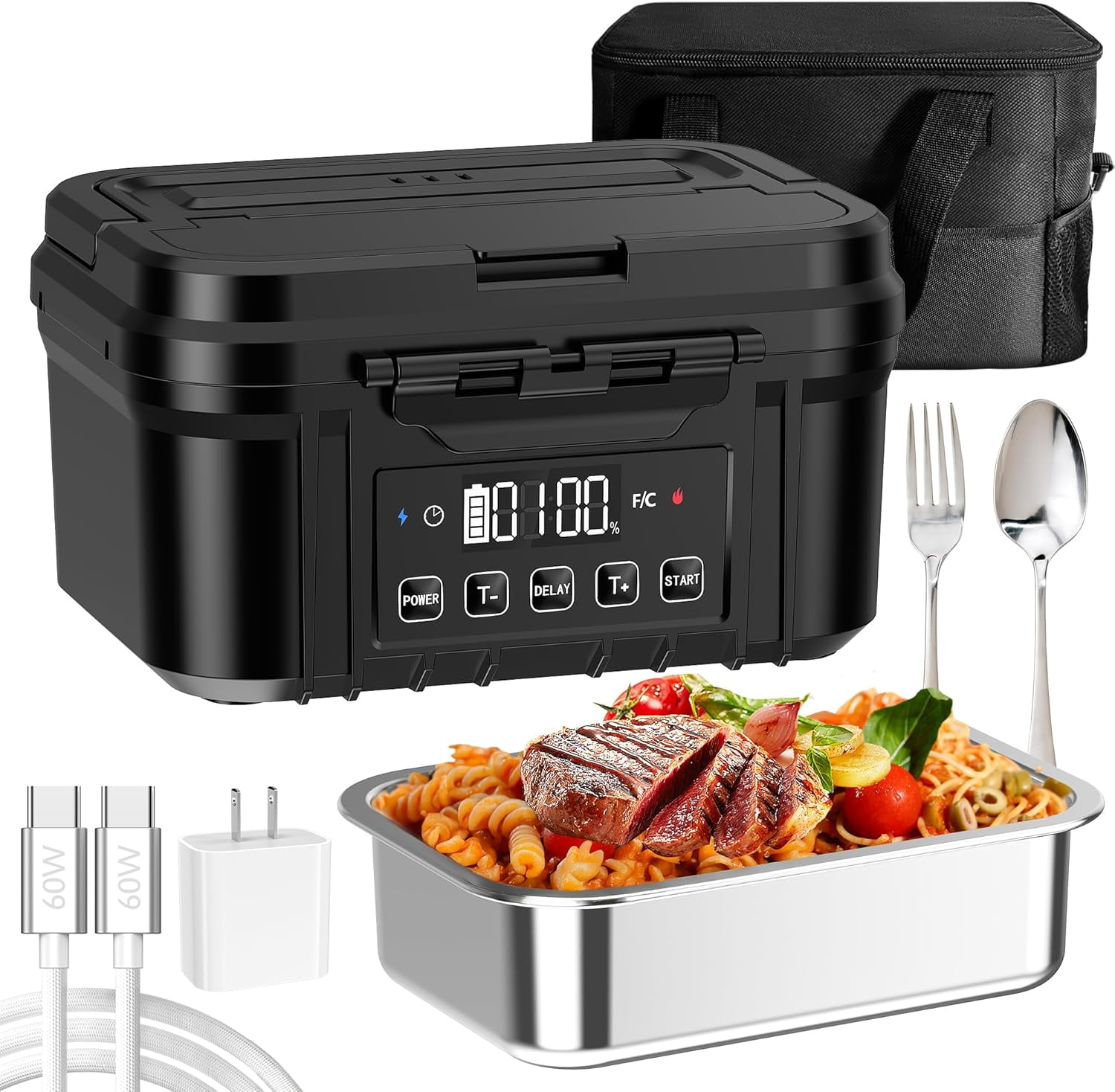 Cordless Lunch Box for - - Heated Lunch Box with 1.2L Stainless ...