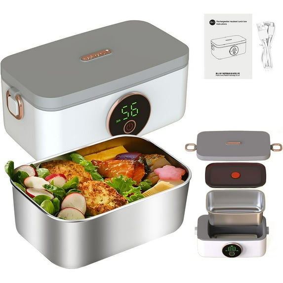 Cordless Lunch Box for Men ,Portable & Self-Heating Warmer,1L SS ...