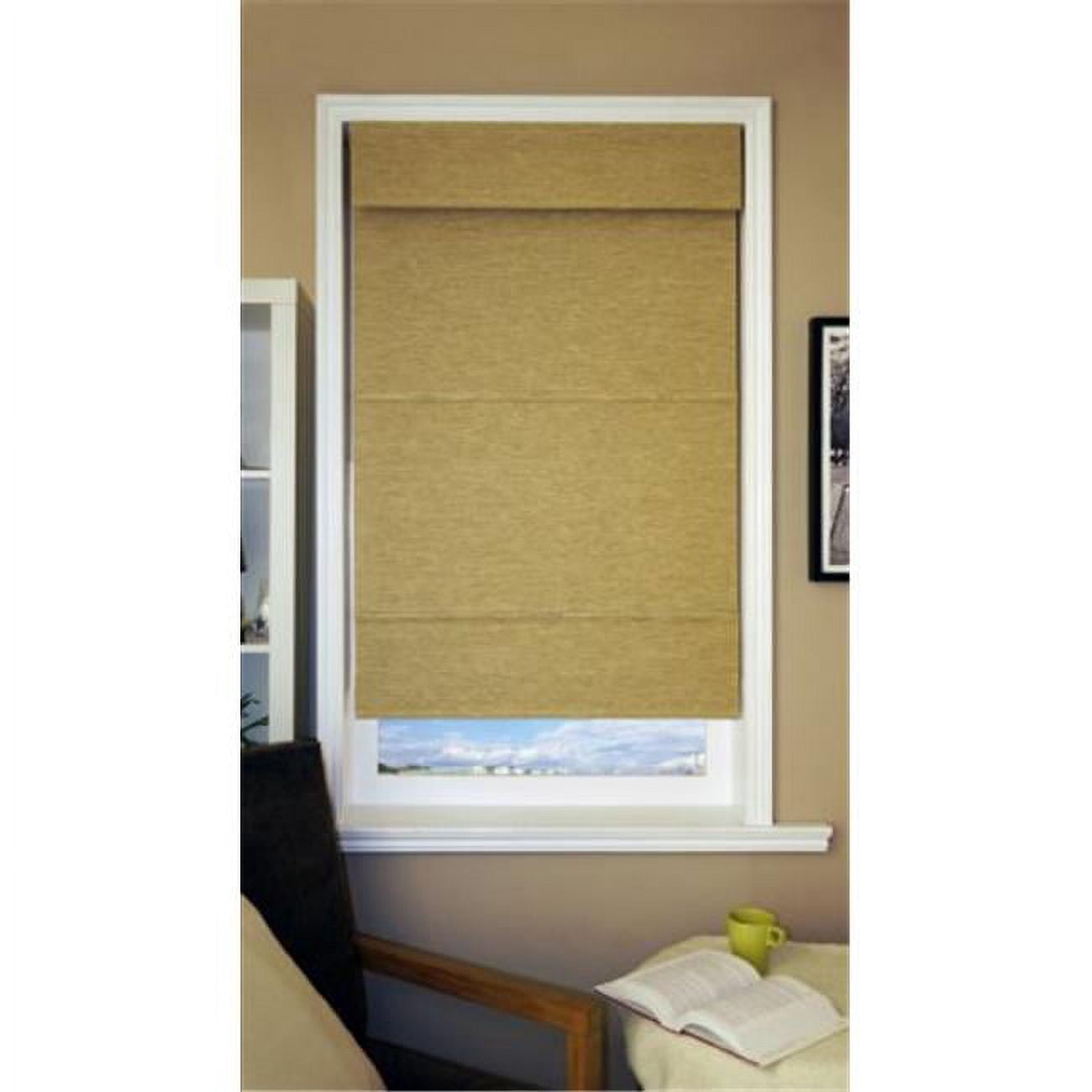 Cordless Magnetic Roman Shade Natural Woven Fabric Jamaican Antique ...