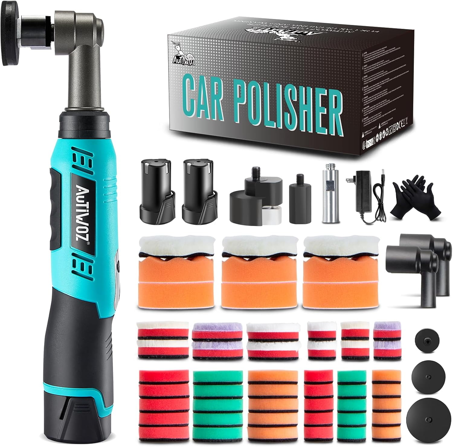 Cordless Mini Car Polisher, 12V Micro Car Polisher, 2Pcs 2000mAh Li-Ion ...