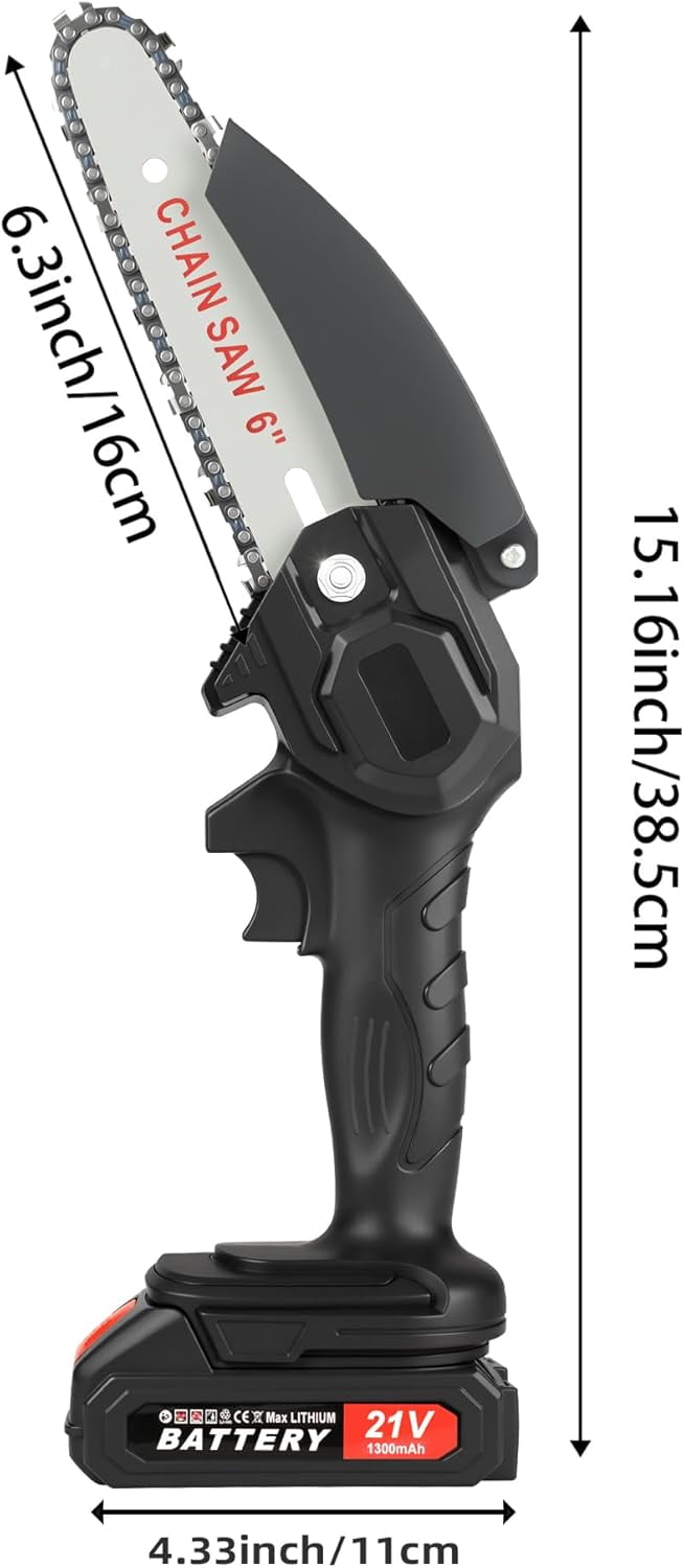 Cordless Mini Chainsaw 550W with 2 Batteries and Charger, 4/6 Inch for ...