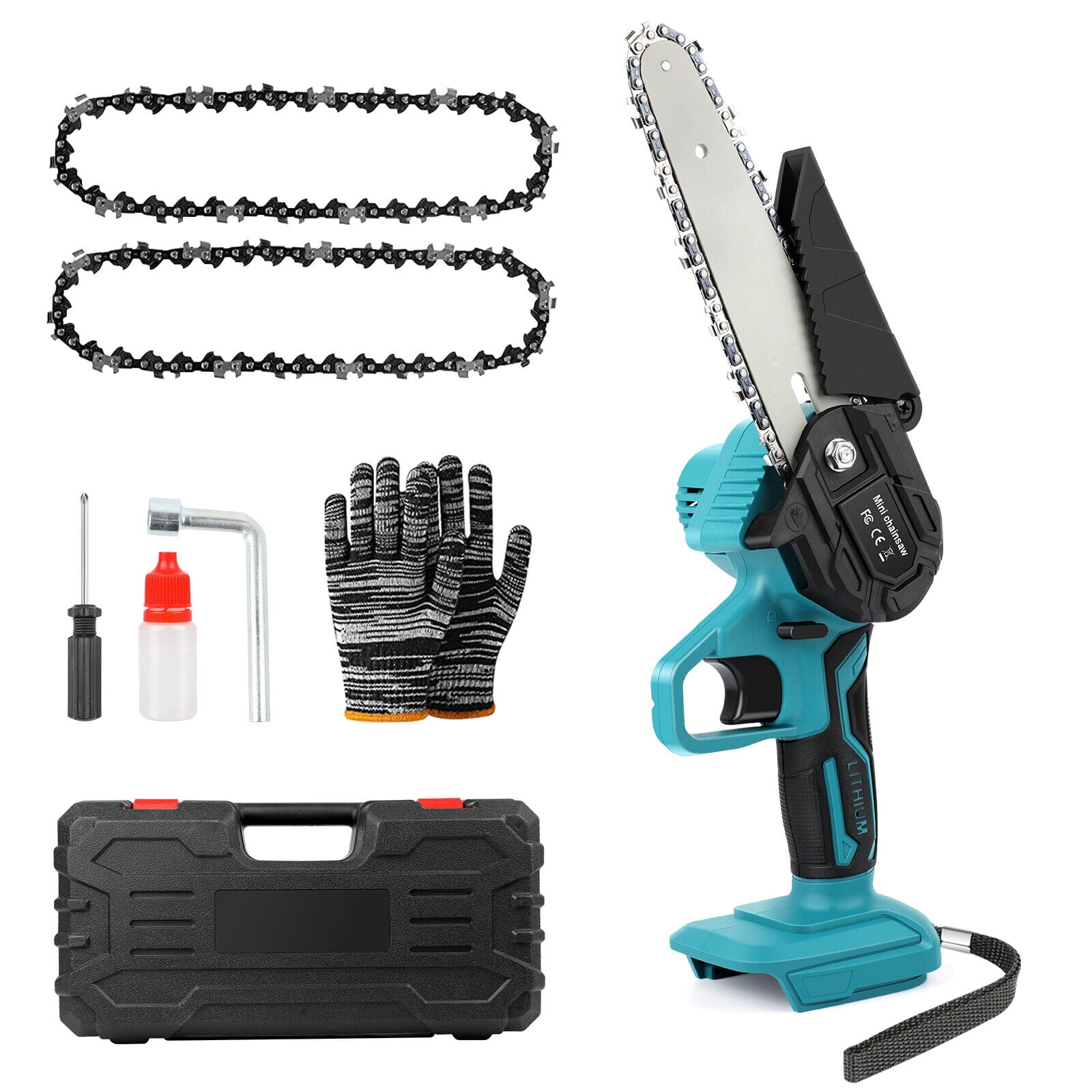 Cordless Mini Chainsaw 6-Inch Electric Handheld Wood Cutter - 550W 18V ...