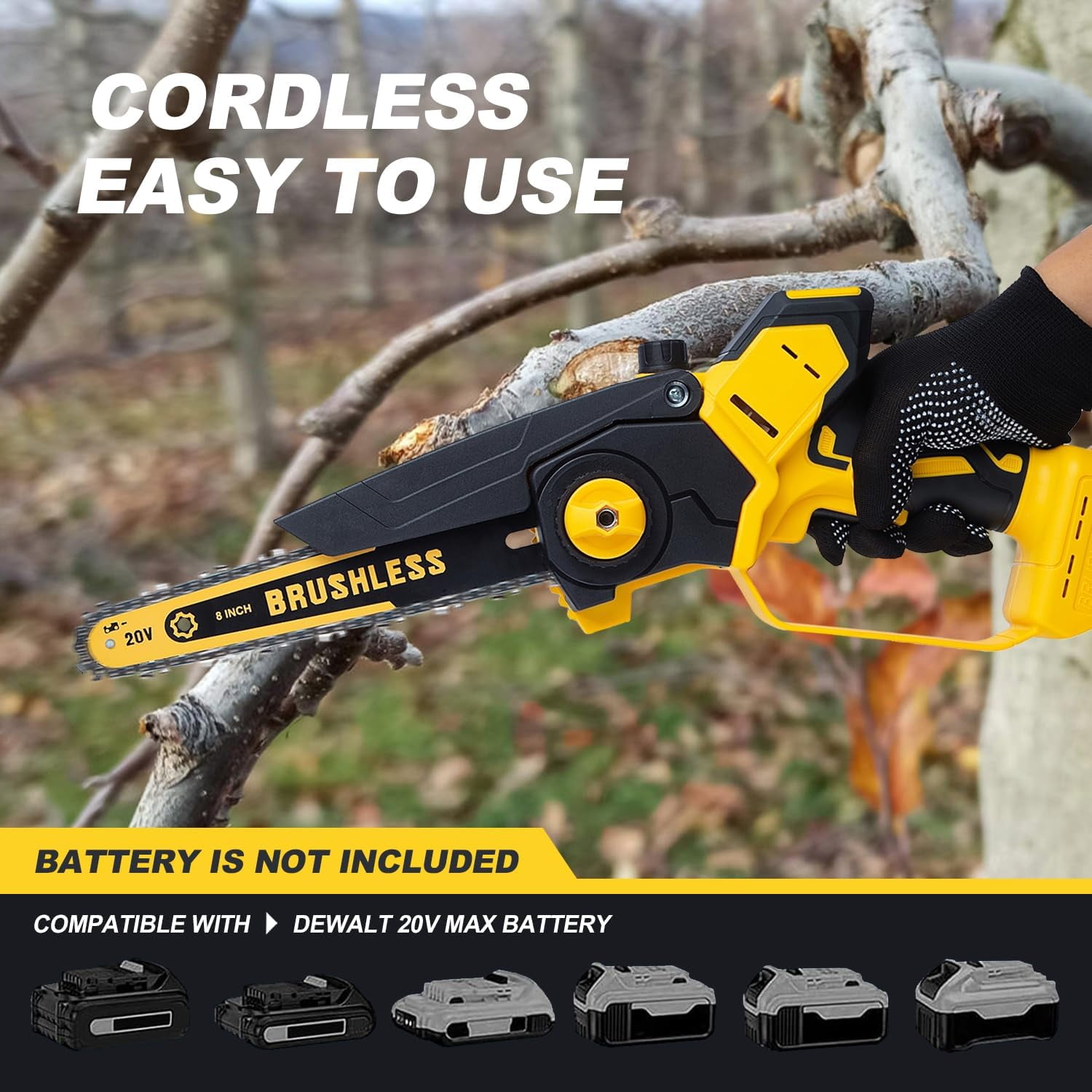 Cordless Mini Chainsaw 8 Inch for Dewalt 20V Battery Powered (NO ...