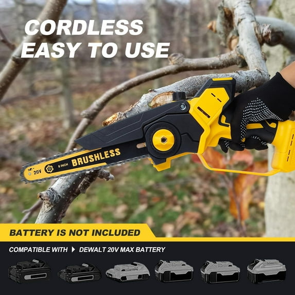 Cordless Mini Chainsaw 8 Inch for Dewalt 20V Battery Powered (NO ...