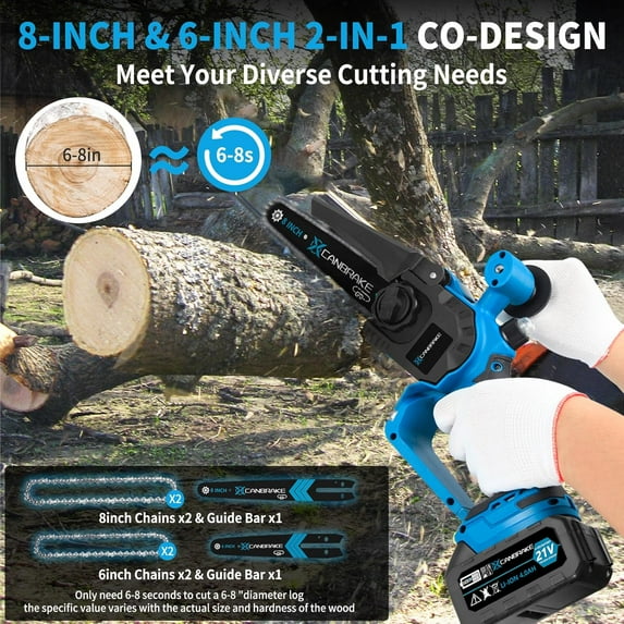Cordless Mini Chainsaw, 8 inch & 6 inch Portable Handheld Chain Saw ...